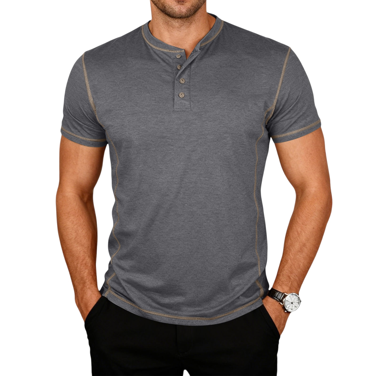 Men's Henley Shirts Short Sleeve Fashion Casual T-Shirts Relaxed Fit ...