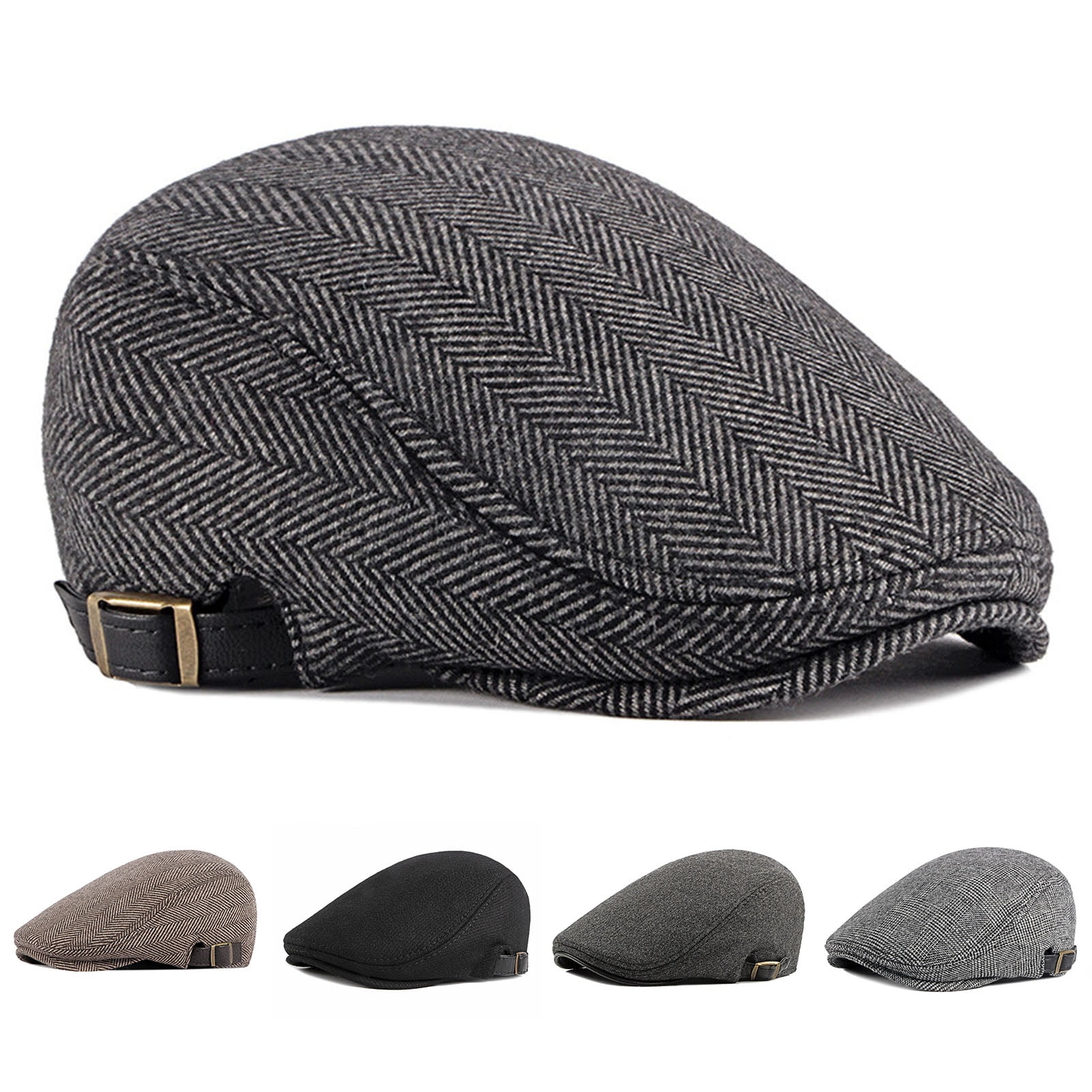 Men's Herringbone Flat Ivy Newsboy Hat Wool Blend Gatsby Cabbie Cap - Walmart.com