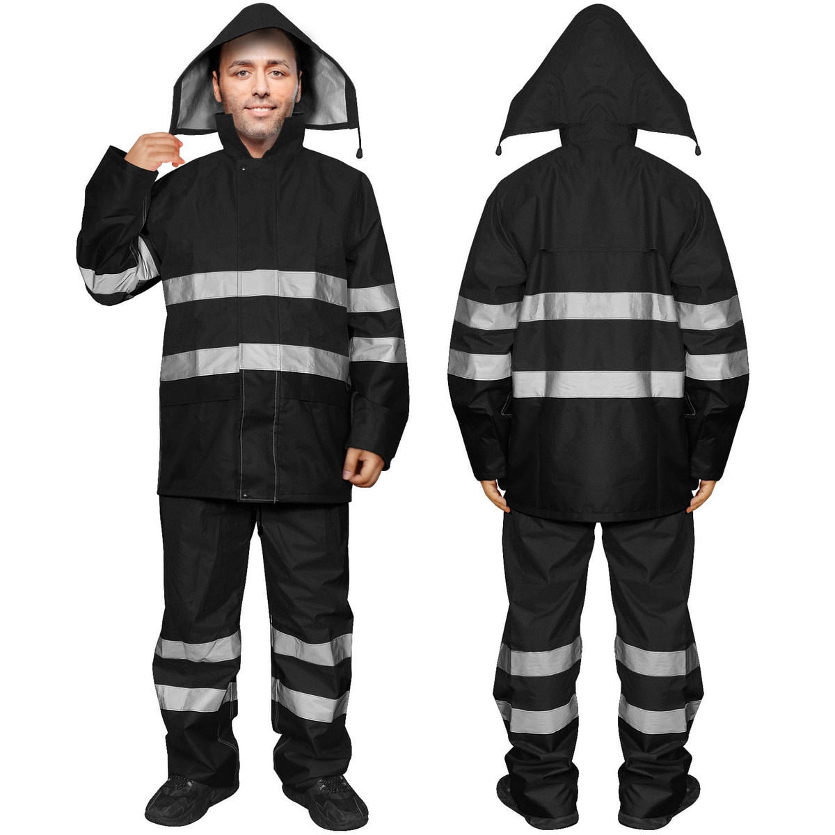 Men's Hi Vis Rain Jacket, Class 3 High Visibility Rain Gear for Men and ...