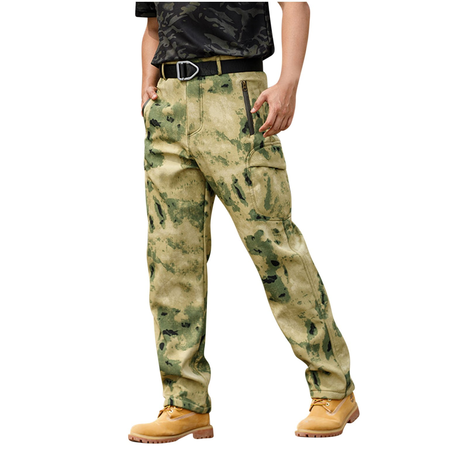 Men's Hiking Cargo Pants Fleece Lined Softshell Hiking Pant with ...