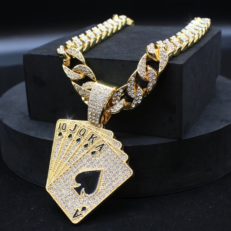 Men's Hip Hop Sporty Style Golden Plated Cuban Chain Necklace with ...