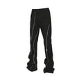 Mens Hip Hop Zipper Split High Street Trend Slit Micro Stretch Wide Leg Design Pants Jeans