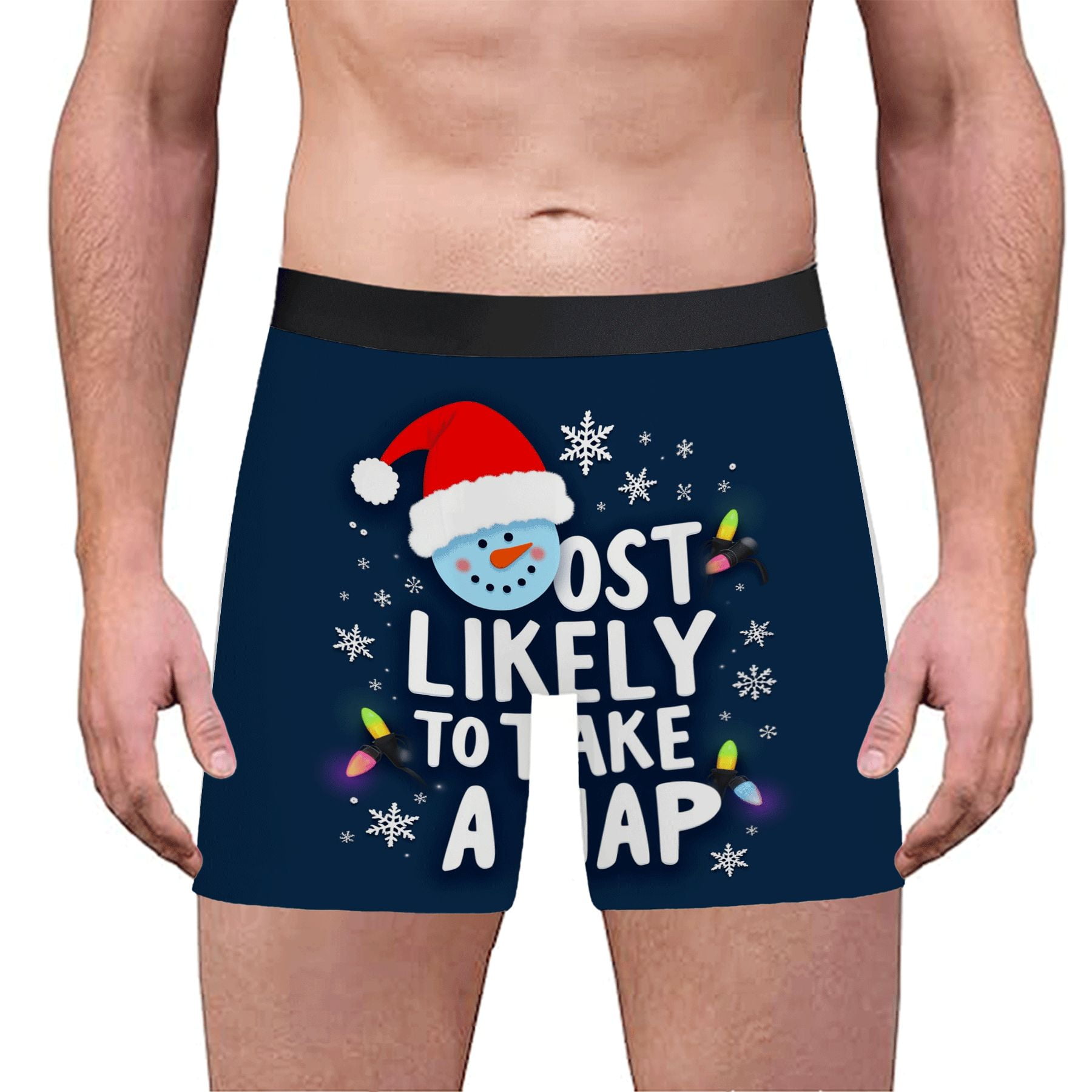 Men's Holiday Boxer Briefs - Festive Snowman Design with Santa Hat ...