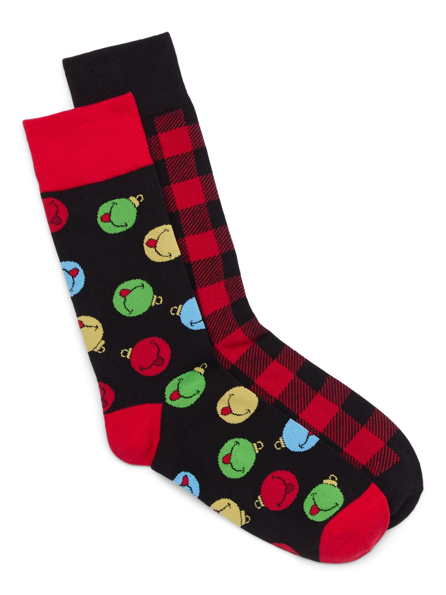 Holiday Time Men's Christmas Crew Socks 2-Pack, Sizes 6-12, Comfy and ...