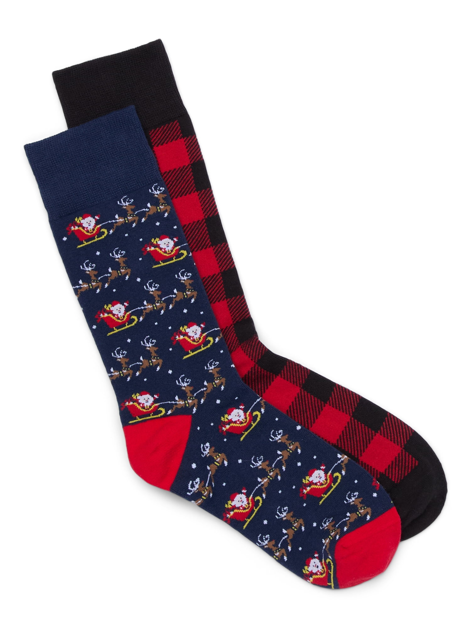 Holiday Time Men's Christmas Crew Socks 2-Pack, Sizes 6-12, Comfy and ...