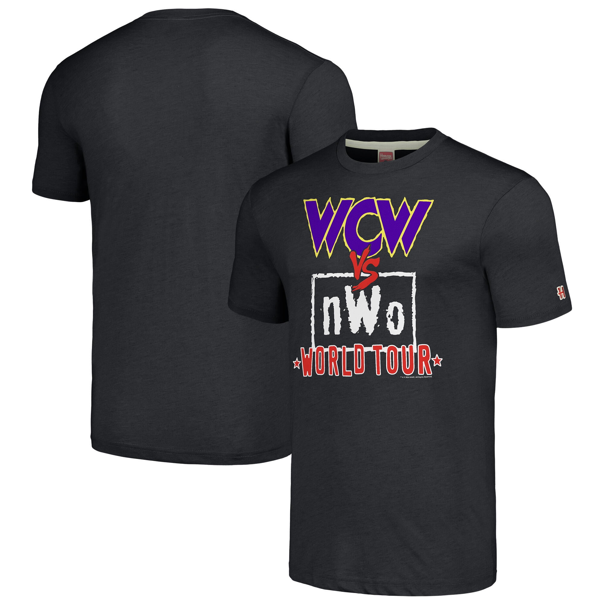 Men's Homage Heather Charcoal WCW vs. nWo World Tour Tri-Blend T-Shirt ...