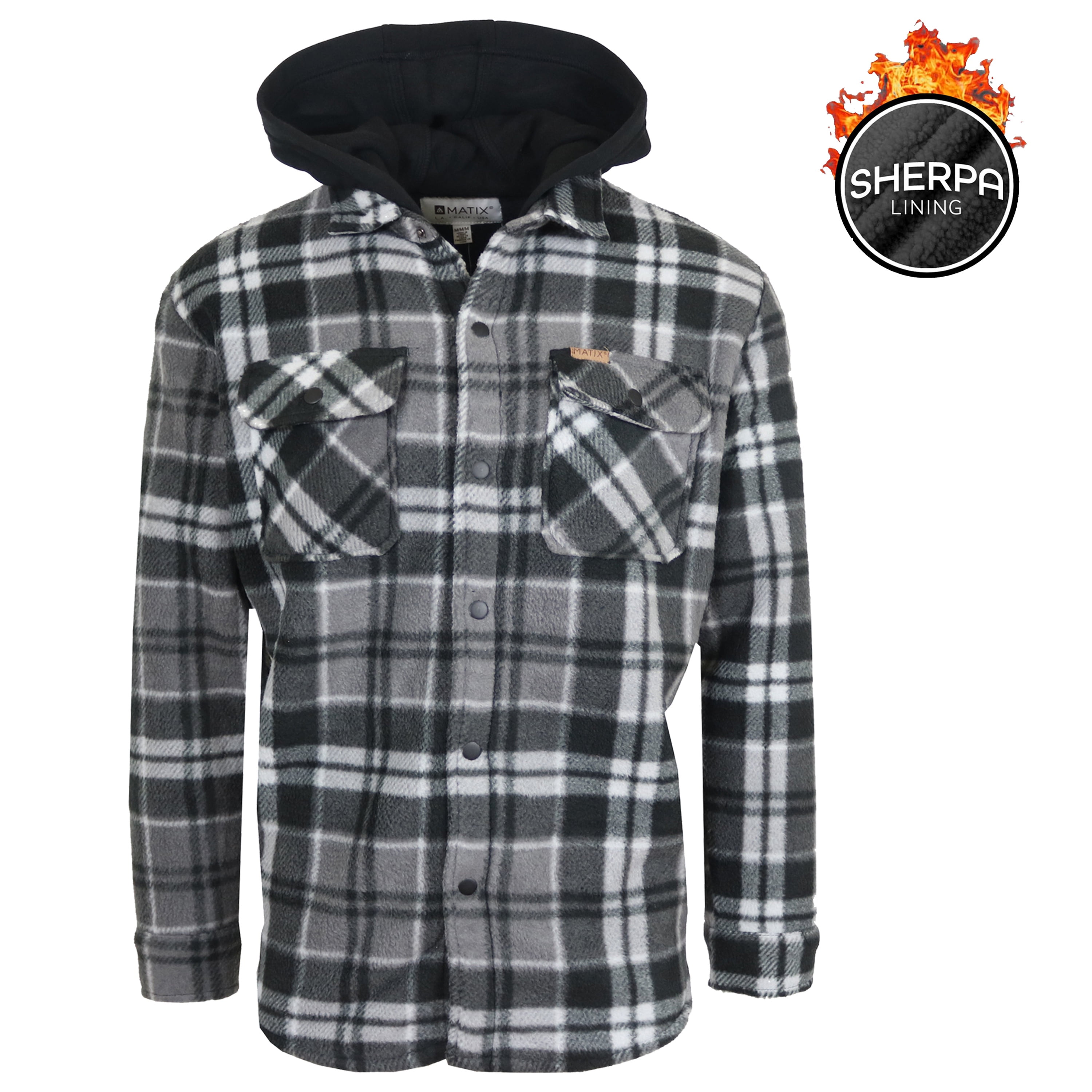 Men’s Hooded Flannel Sherpa-Lined Shacket (Sizes, S-XL) - Walmart.com