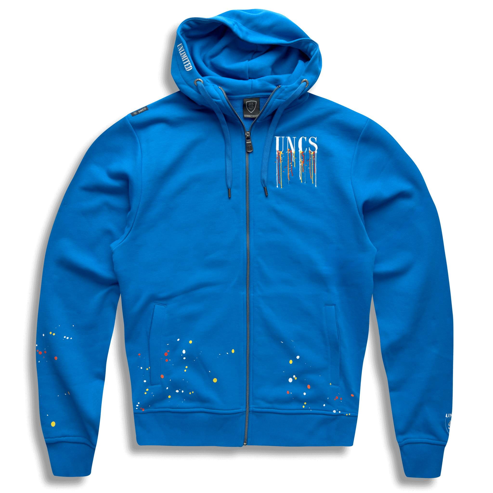 Men's Hooded Full Zip Sweatshirt with Splash Design, Male, Adult, UNCS ...