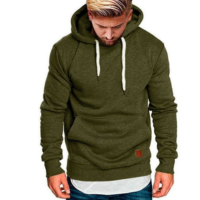 Men's Hooded Pullover Sweatshirt Athletic Soft Brushed Hoody Drawstring ...