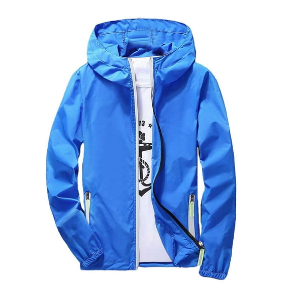 Men's Hooded Rain Jackets Full Zip Lightweight Waterproof Hooded ...