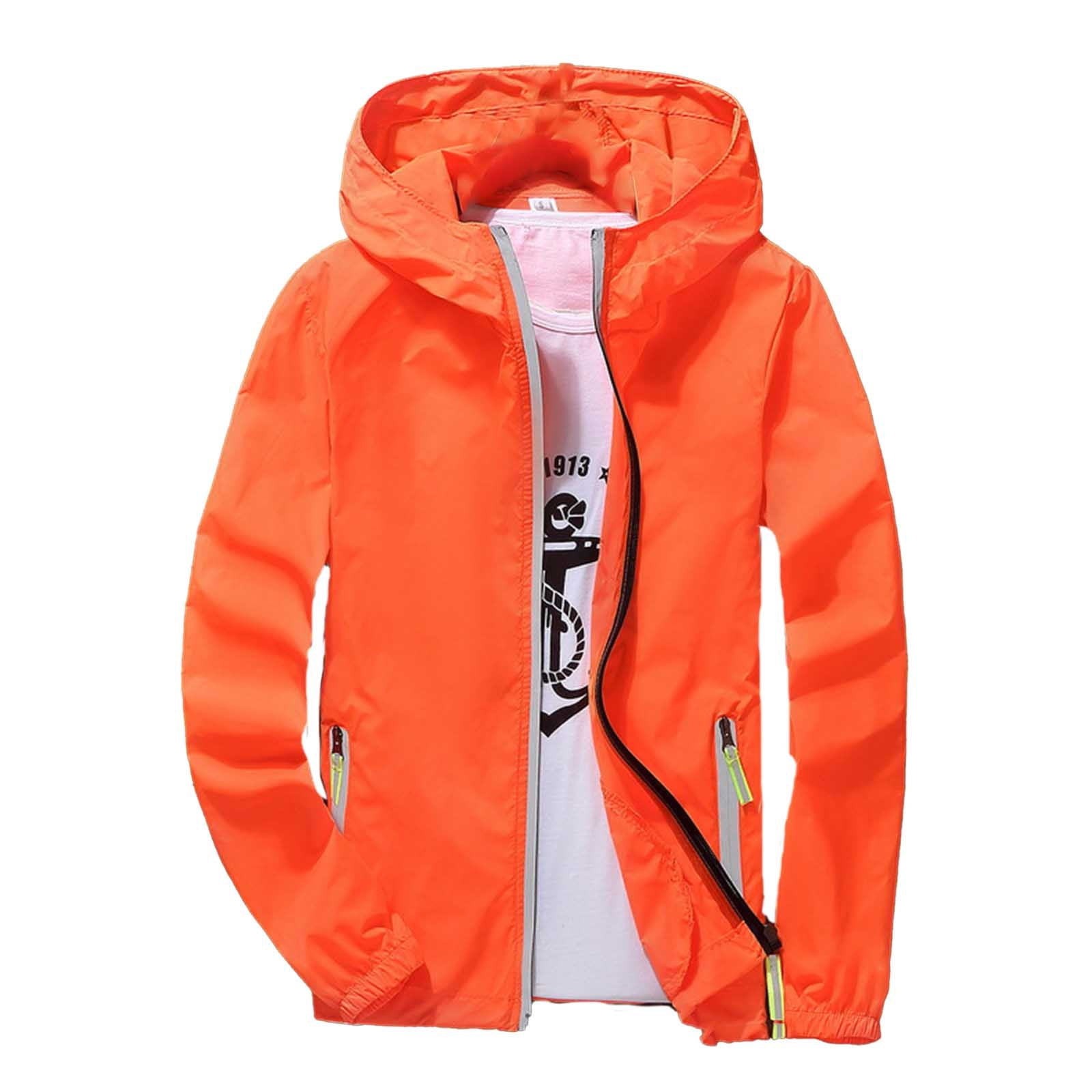Men's Hooded Rain Jackets Full Zip Lightweight Waterproof Hooded ...