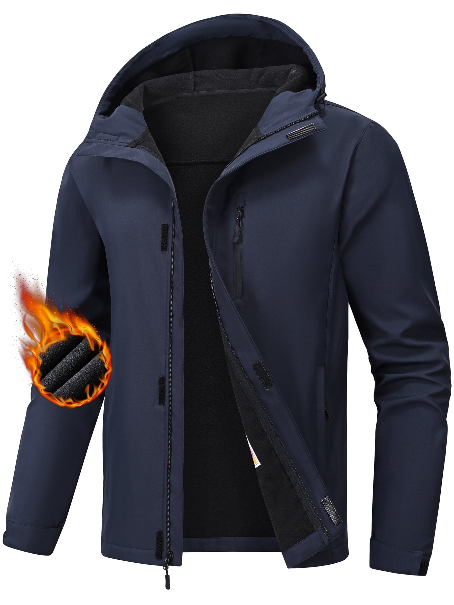 Men's Hooded Softshell Jacket Water-resistant Insulated Windbreaker ...