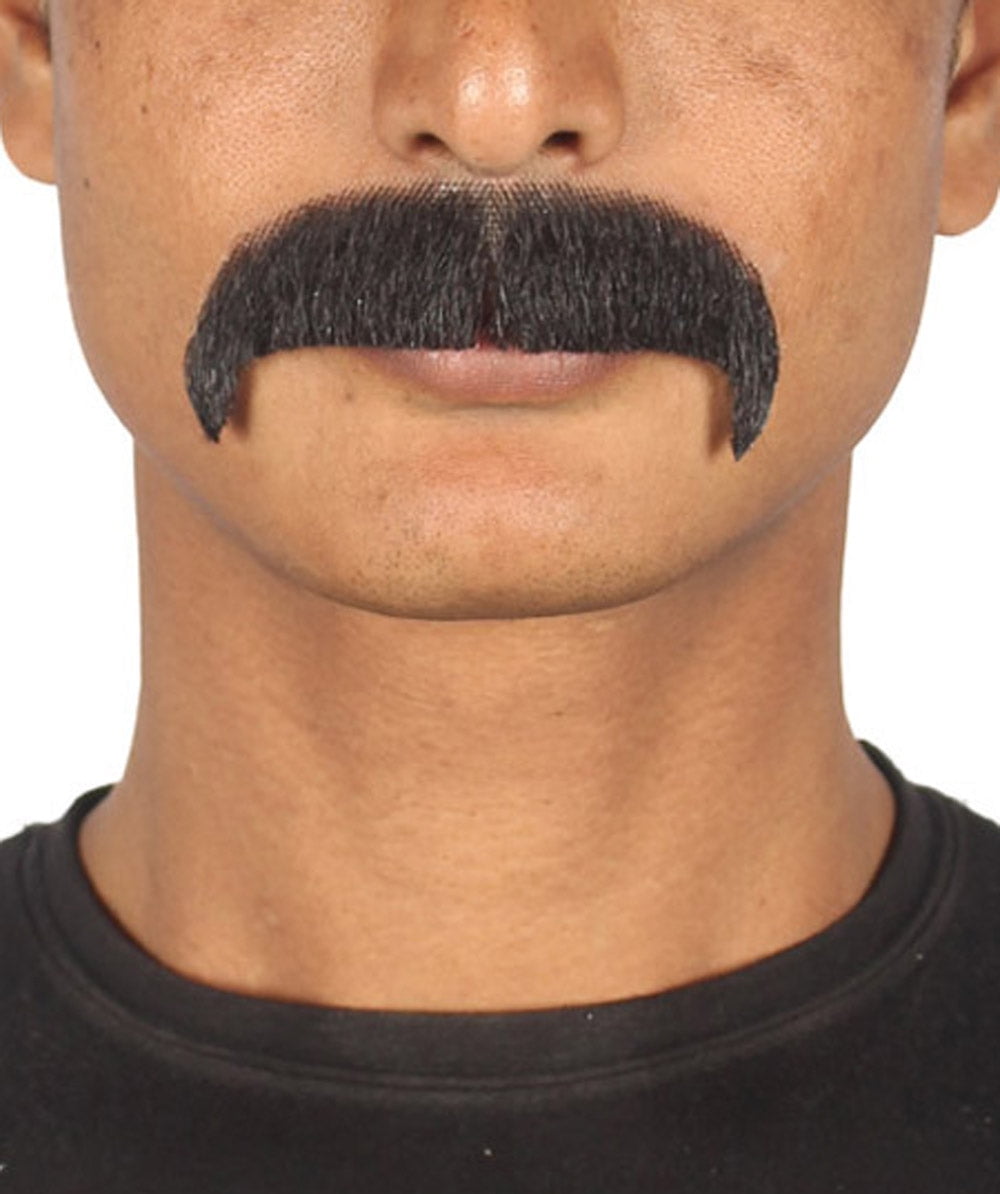 Men's Horseshoe Style Moustache Set | Black Famous Cosplay Facial Hair ...