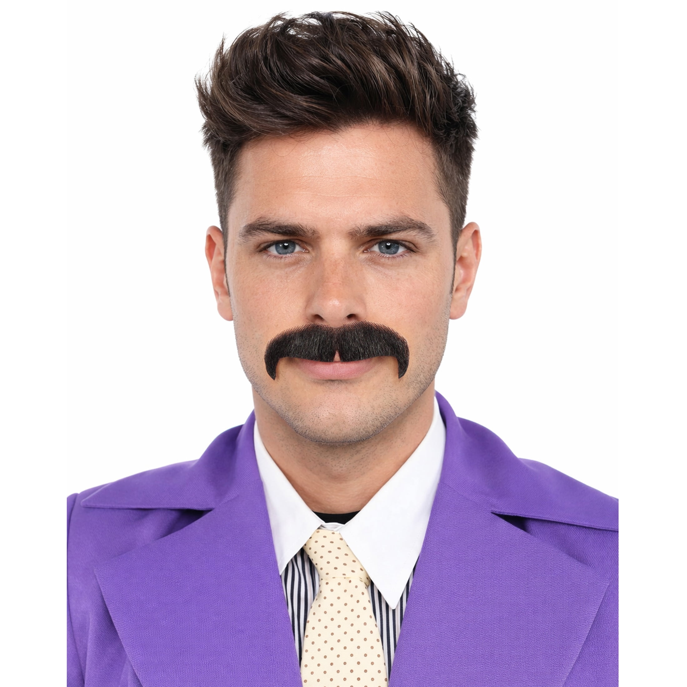 Men's Horseshoe Style Moustache Set | Black Famous Cosplay Facial Hair ...