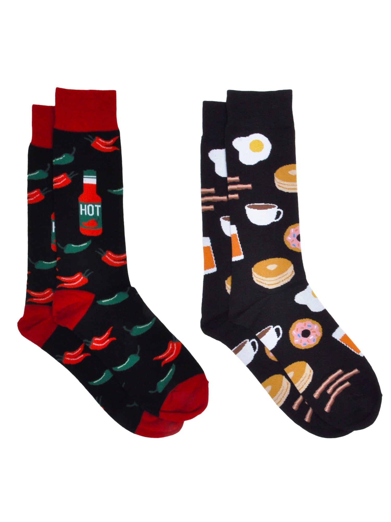 Men's Hot Sauce Peppers Socks & Breakfast Foods Eggs Bacon Socks 2-Pair ...