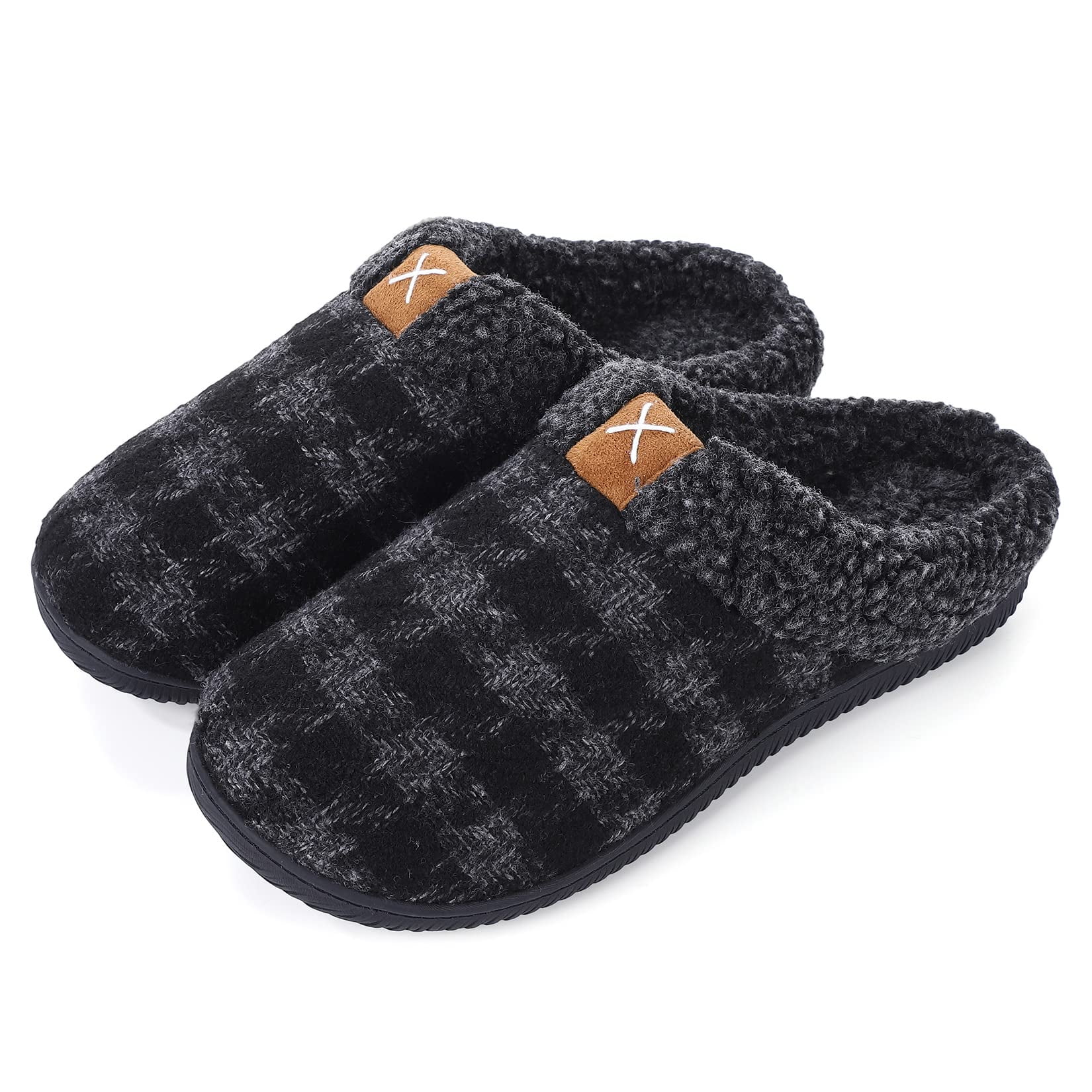 Men's House Memory Foam Slippers Closed Toe House Shoes with Indoor ...