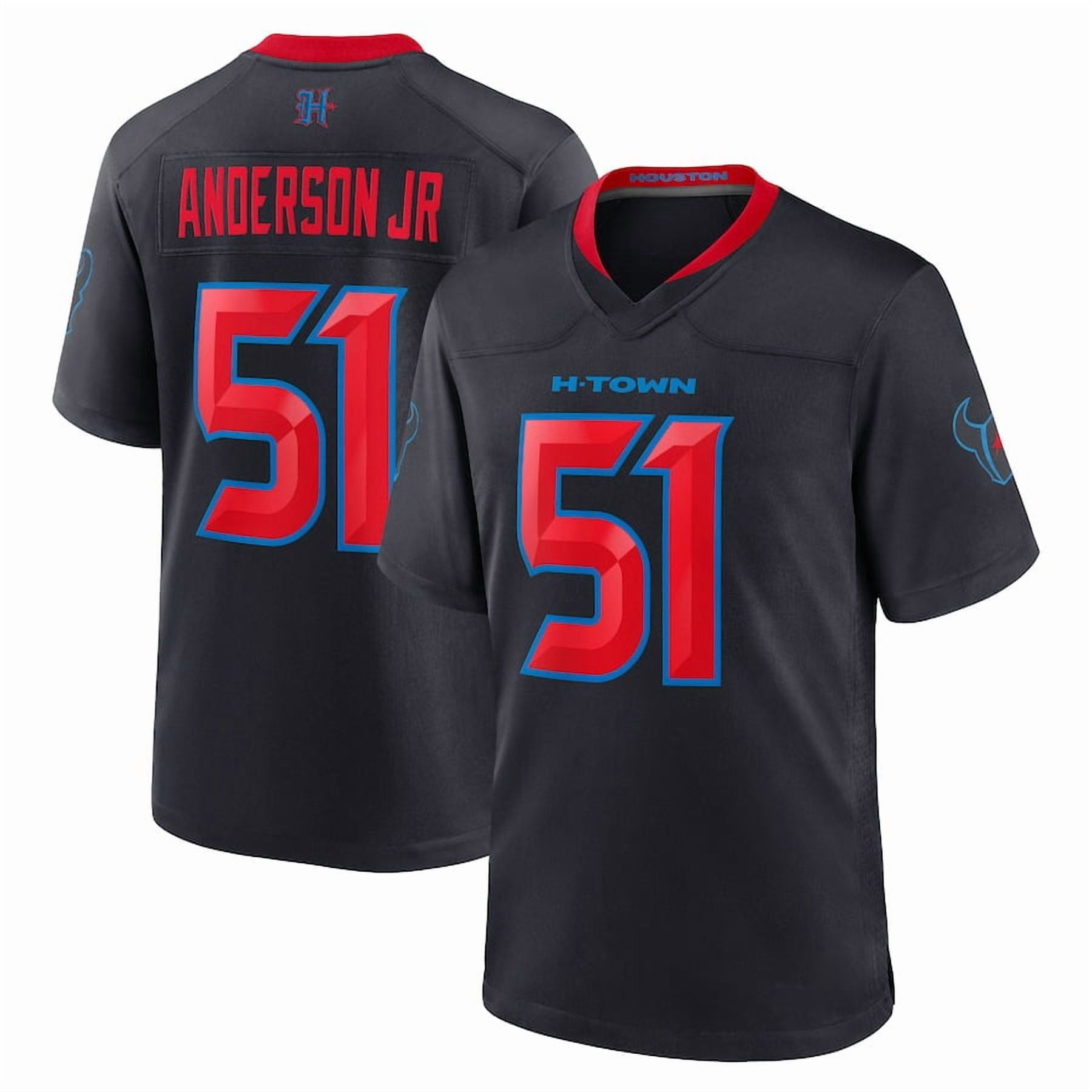 Men's Houston Anderson Jr 51 Navy Alternate Sports Player Game Stitched ...