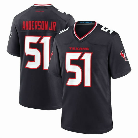 Men's Houston Anderson Jr 51 Navy Sports Player Game Stitched Name ...