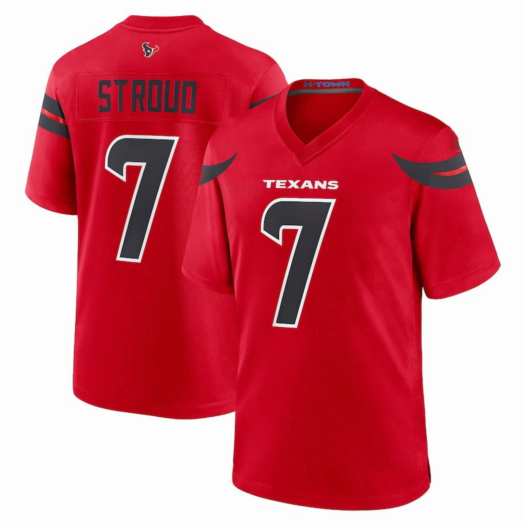 Men's Houston Stroud 7 Red Sports Player Game Stitched Name Number T ...