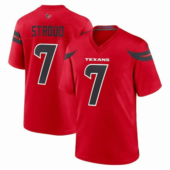 Men's Houston Stroud 7 Red Sports Player Game Stitched Name Number T ...