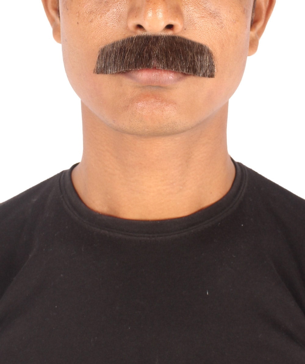HPO Fake Fuzzy Mustache, Adult Men's Human Hair Costume Black Color ...