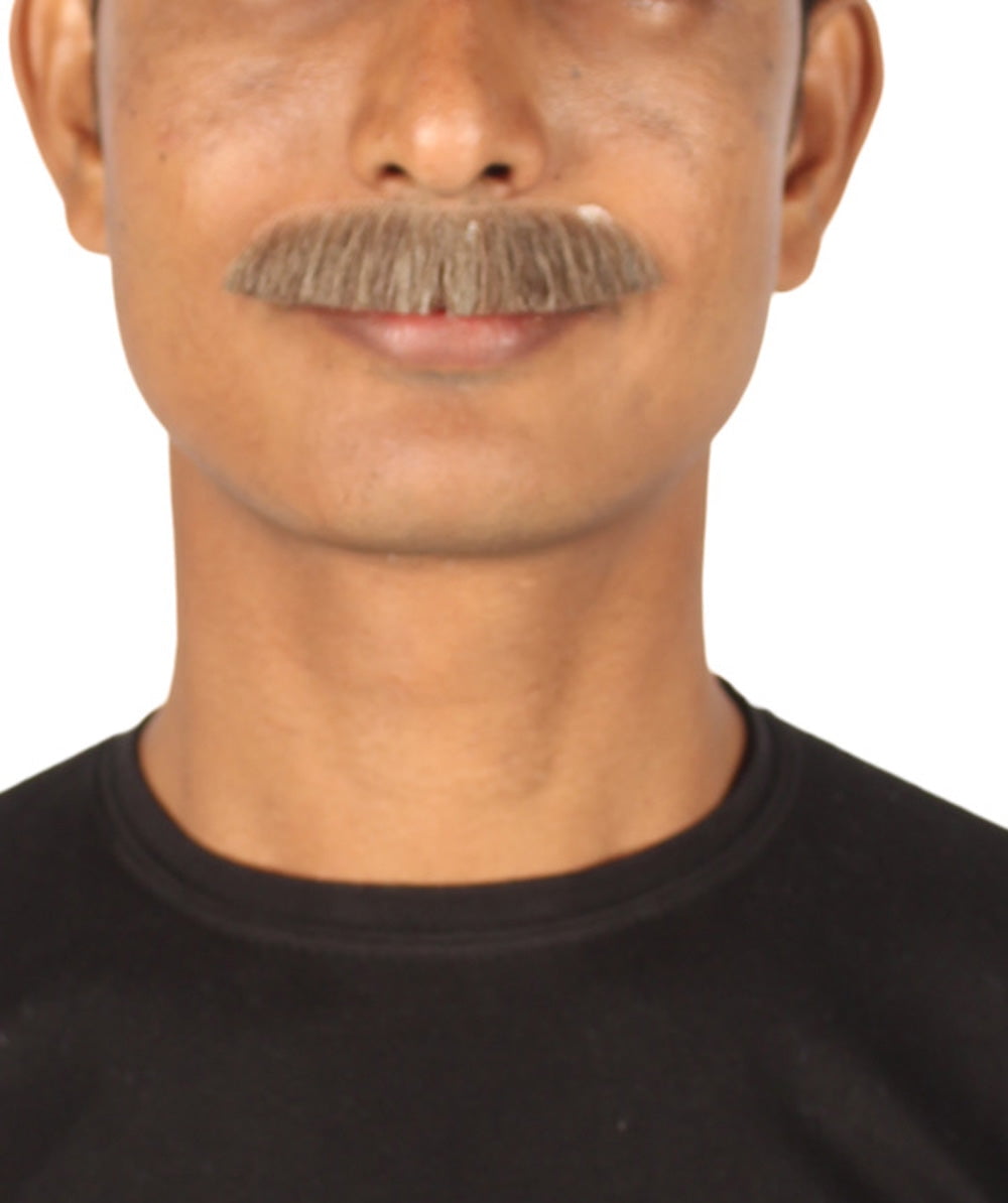 HPO Adult Men's Human Hair White Fake Mustache, Facial Hair Multiple ...