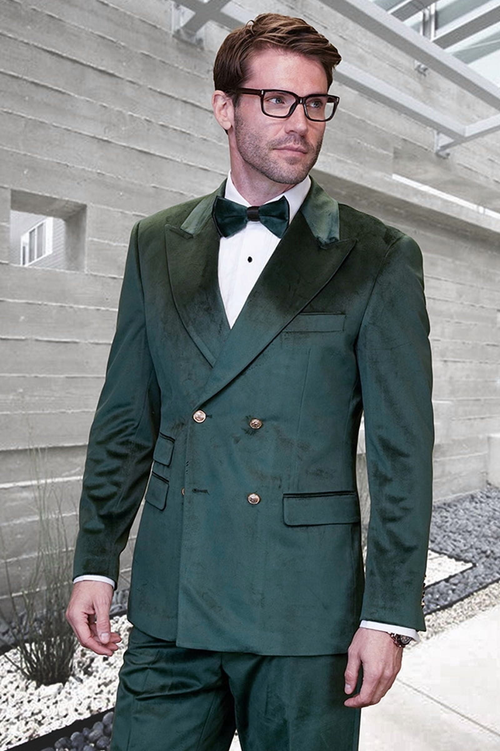 Men's Hunter Green Velvet Suit 46 Long - Walmart.com