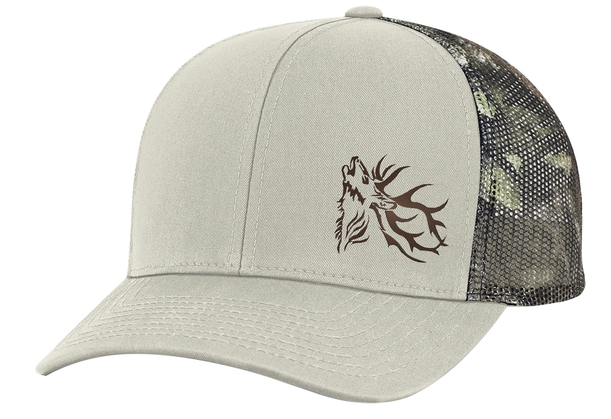 Men's Hunting Season Mesh Back Trucker Hat, Elk Antlers, Stone/Camo ...