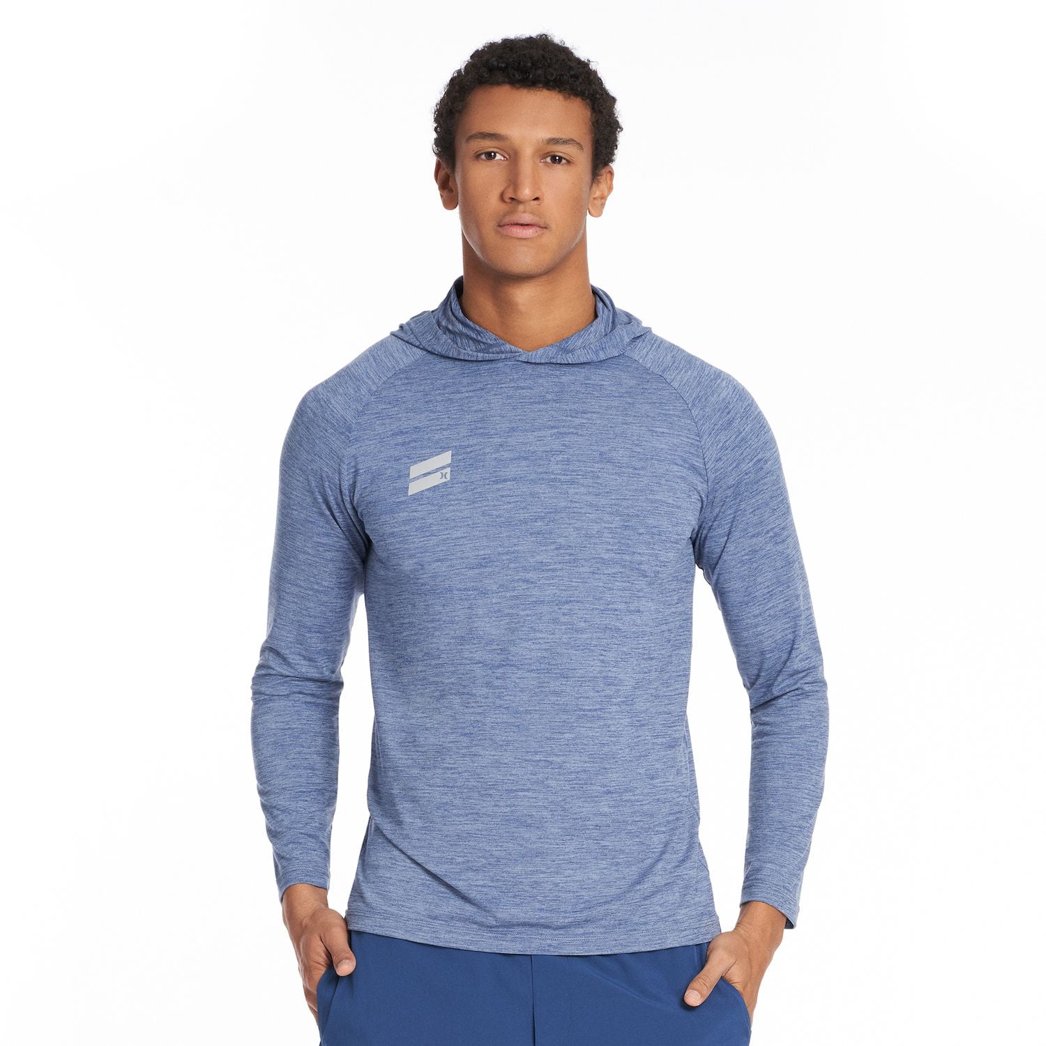 Men's Hurley Long Sleeve Performance Top with Hood Color: Blue Blizzard ...