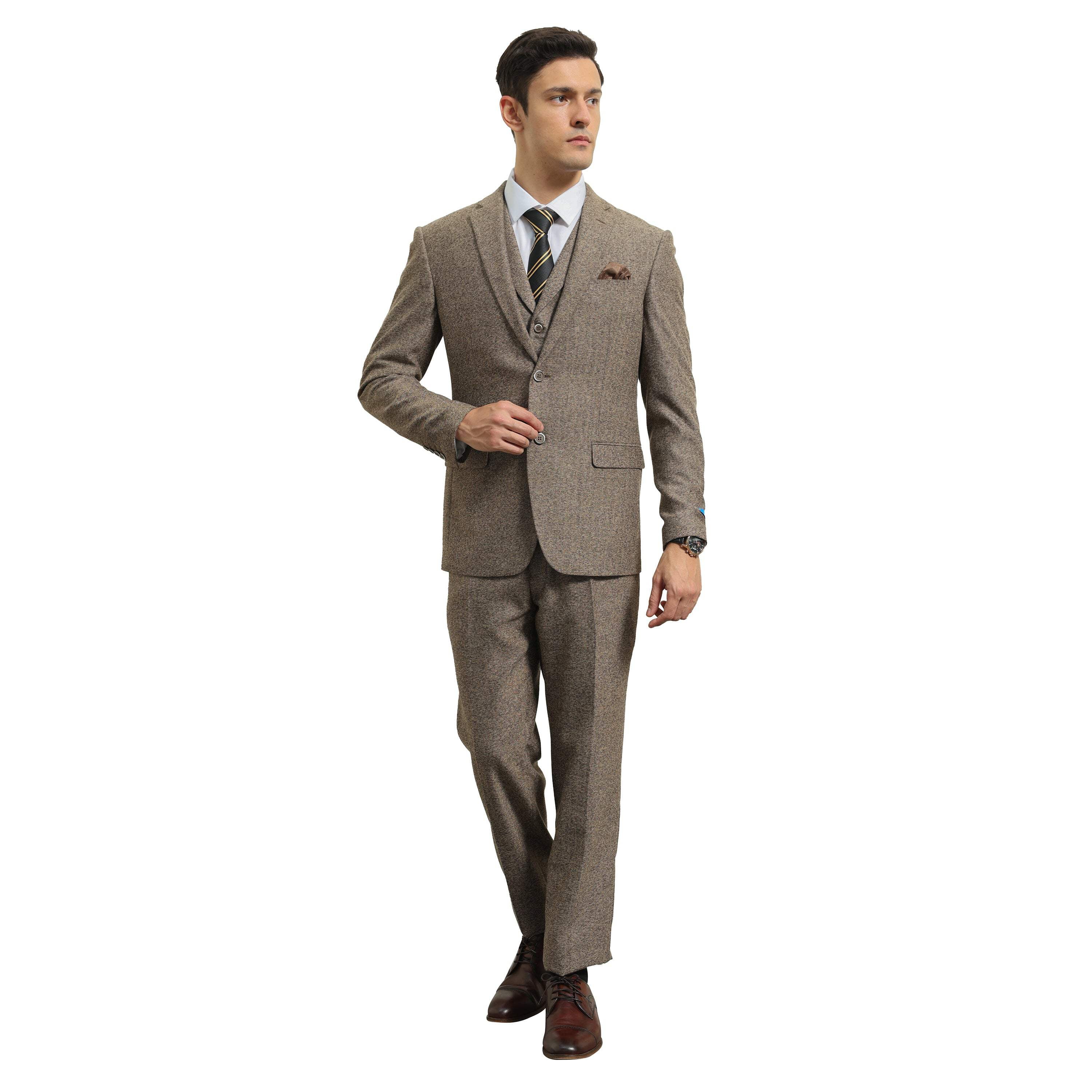 Men's Hybrid-Fit 3pc Tweed Suit w/ Expandable Waistband - Walmart.com