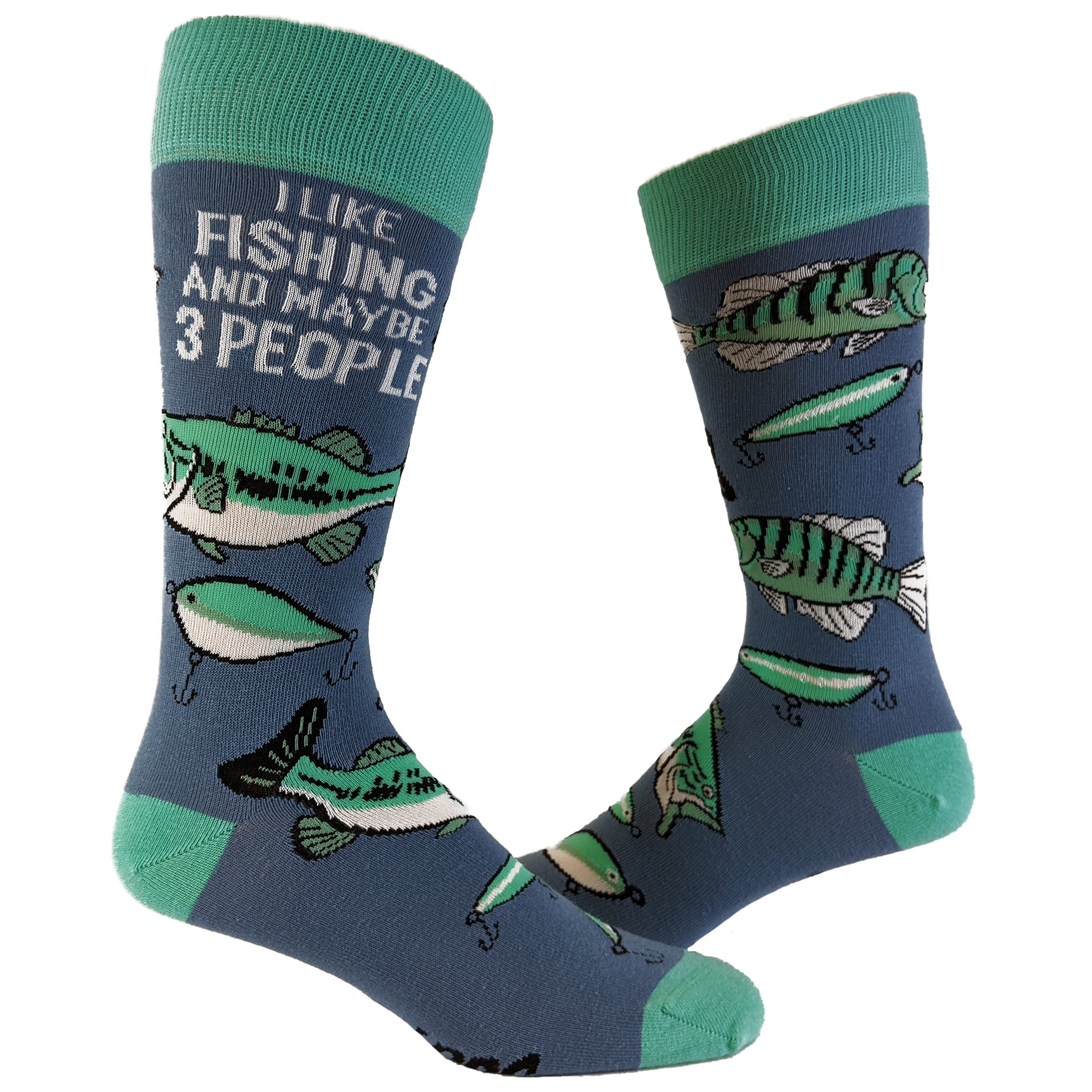 Crazy Dog T-Shirts Men's Funny Fishing Socks, Comfortable Blue Graphic ...
