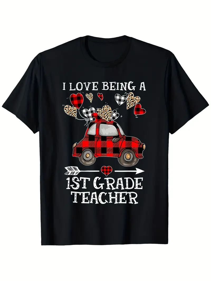 Men's I Love Being a 1st Grade Teacher Valentine's Day T-Shirt - Black ...