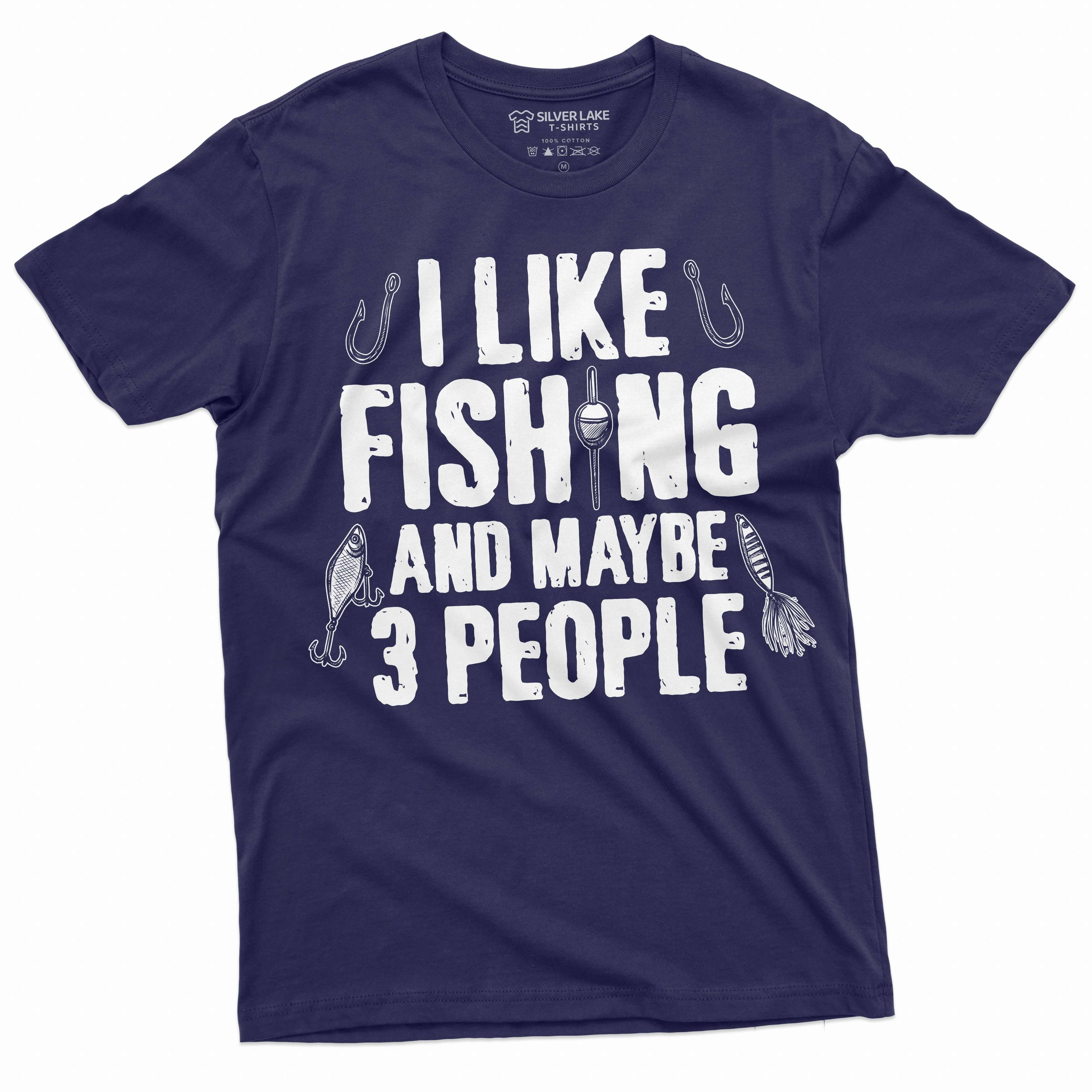 Men's I like fishing and maybe 3 people T-shirt grandpa dad fishing tee ...