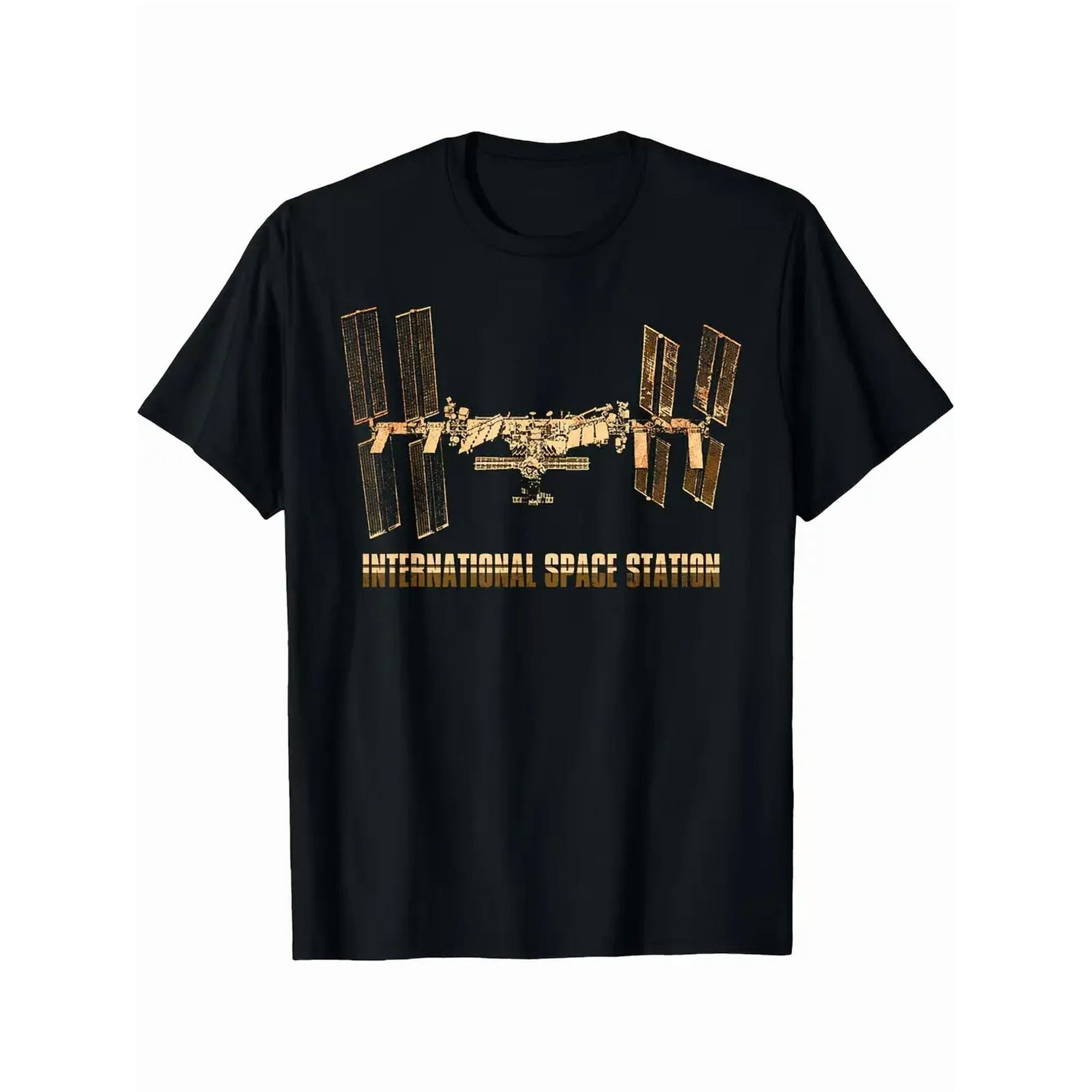 Men's ISS Graphic T-Shirt - Black Space Station Design with ...