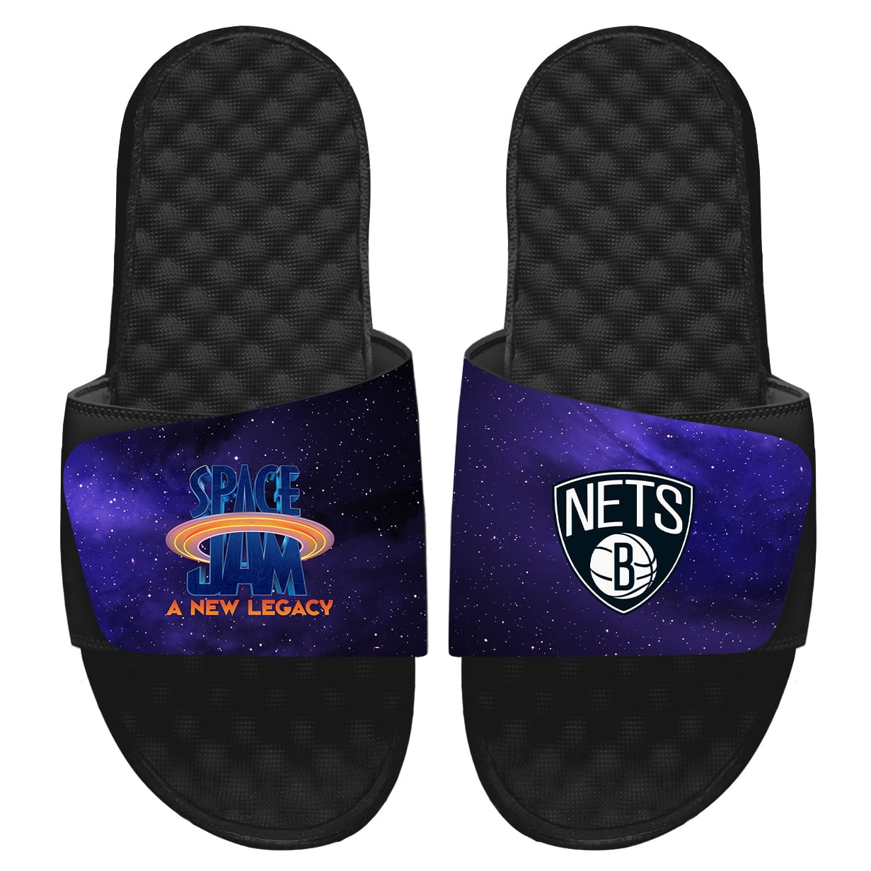 Men's ISlide Black Brooklyn Nets Space Jam 2 Galaxy Slide Sandals ...