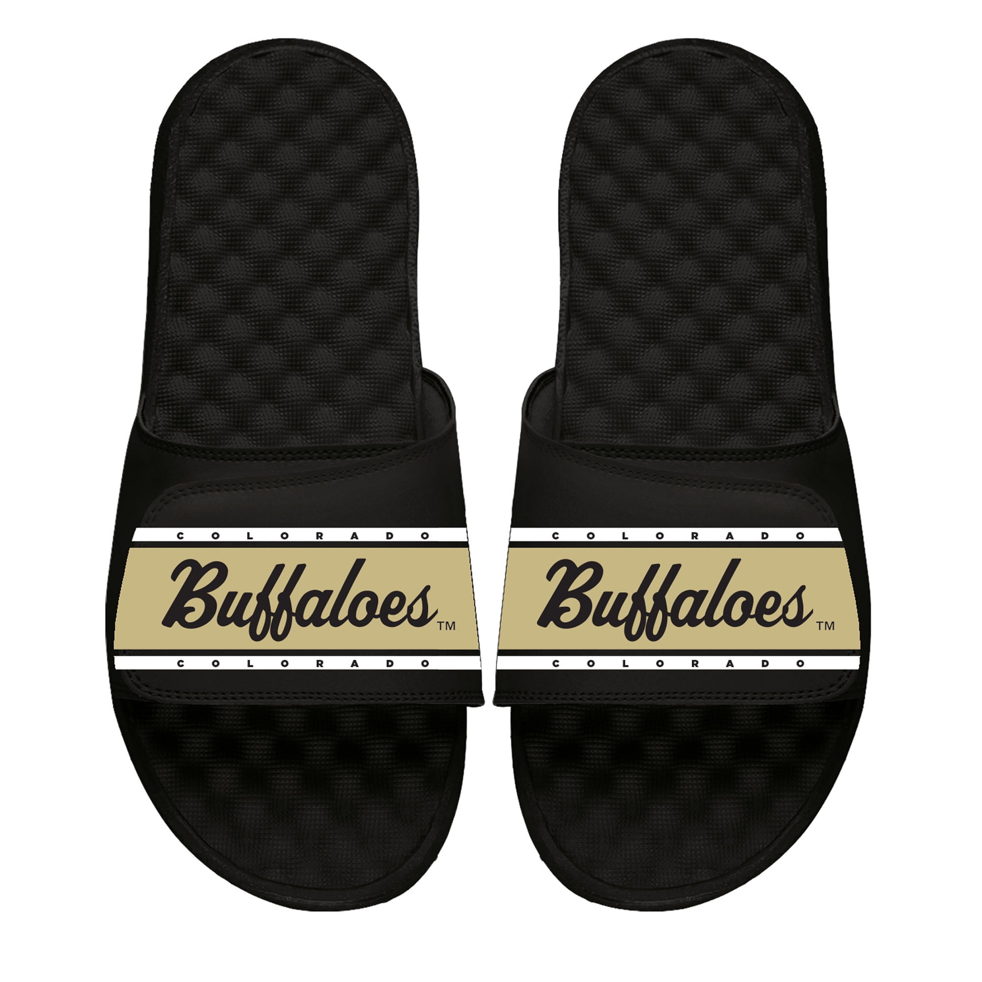 Men's ISlide Black Colorado Buffaloes Wordmark Stripe Slide Sandals ...