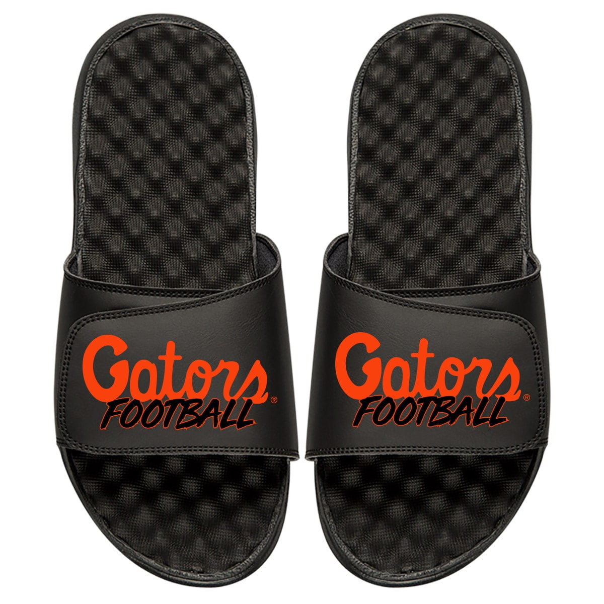 Men's ISlide Black Florida Gators Football Stacked Slide Sandals ...