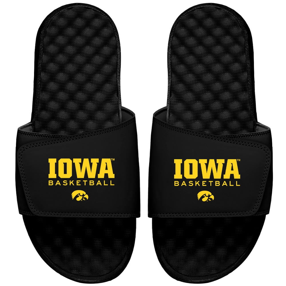 Men's ISlide Black Iowa Hawkeyes Basketball Wordmark Slide Sandals ...