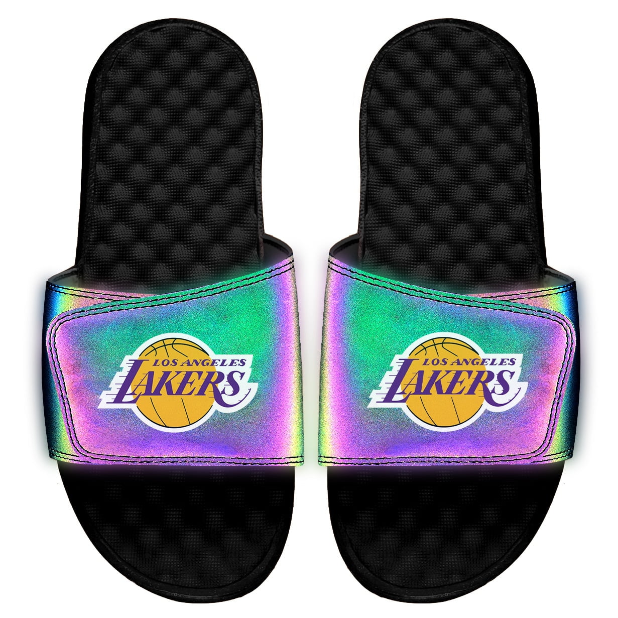 Men's ISlide Black Los Angeles Lakers M3 Reflective Slide Sandals ...