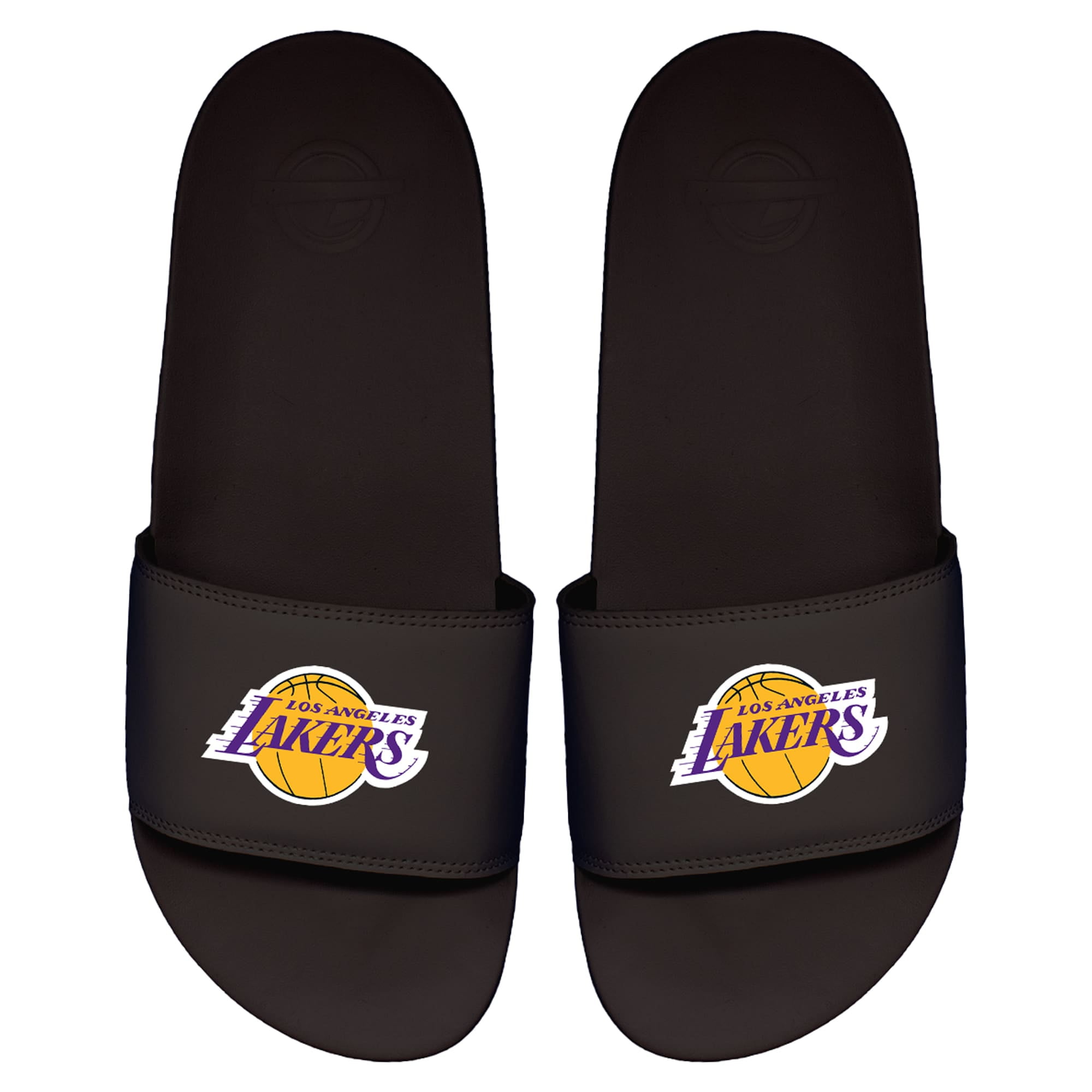 Men's ISlide Black Los Angeles Lakers Primary Logo Motto Slide Sandals ...