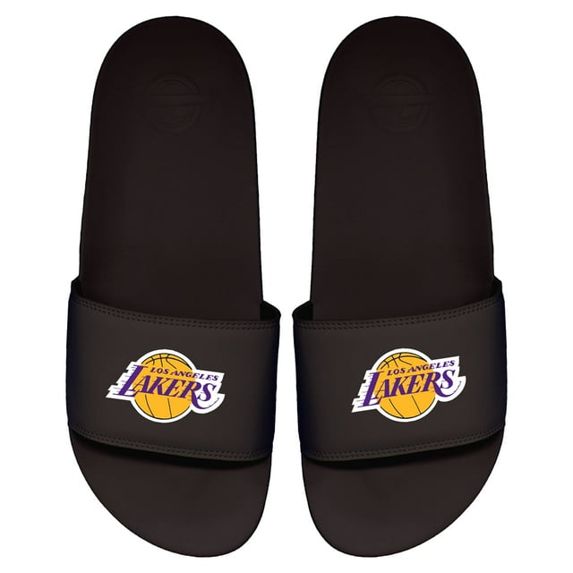 Men's ISlide Black Los Angeles Lakers Primary Logo Motto Slide Sandals ...