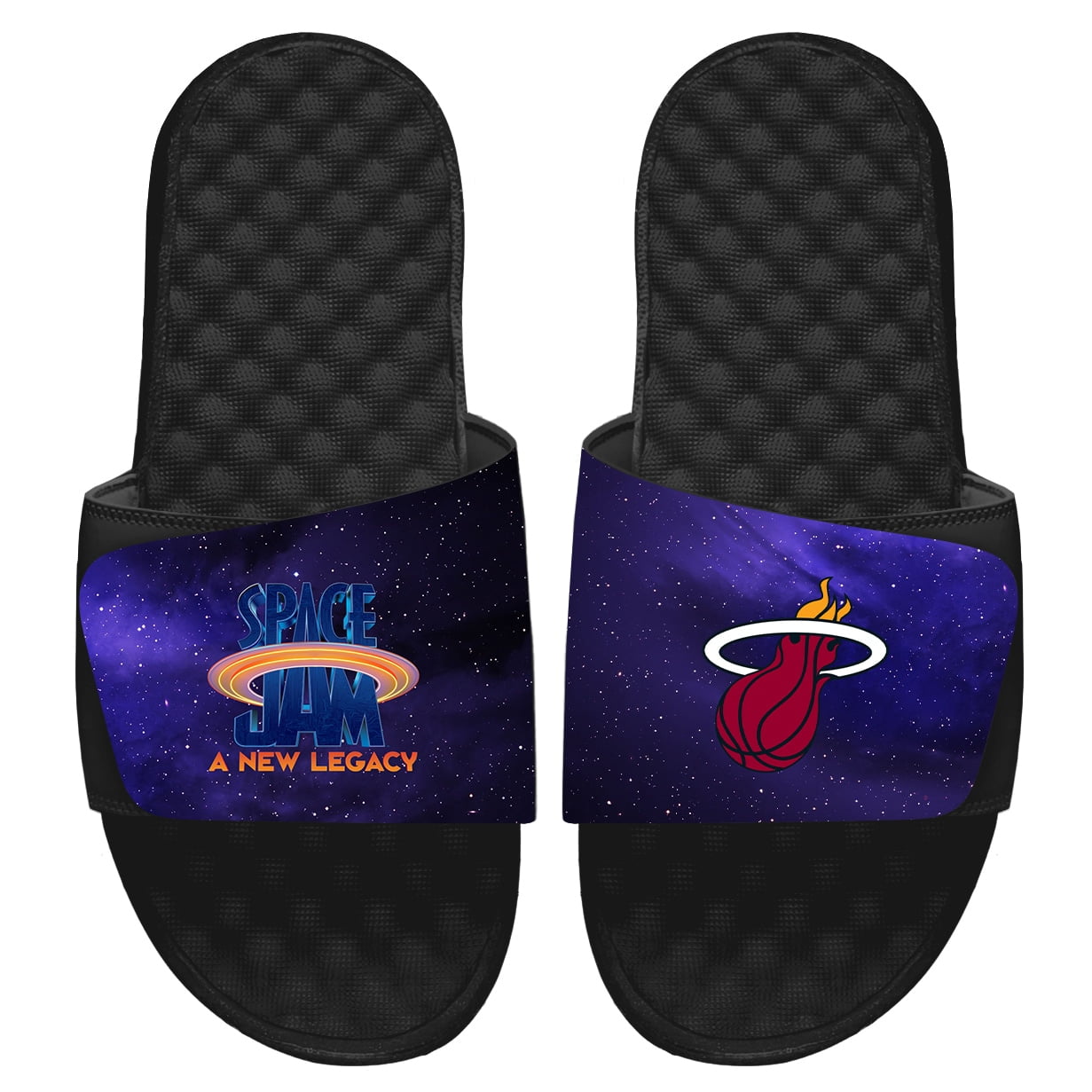Men's ISlide Black Miami Heat Space Jam 2 Galaxy Slide Sandals ...