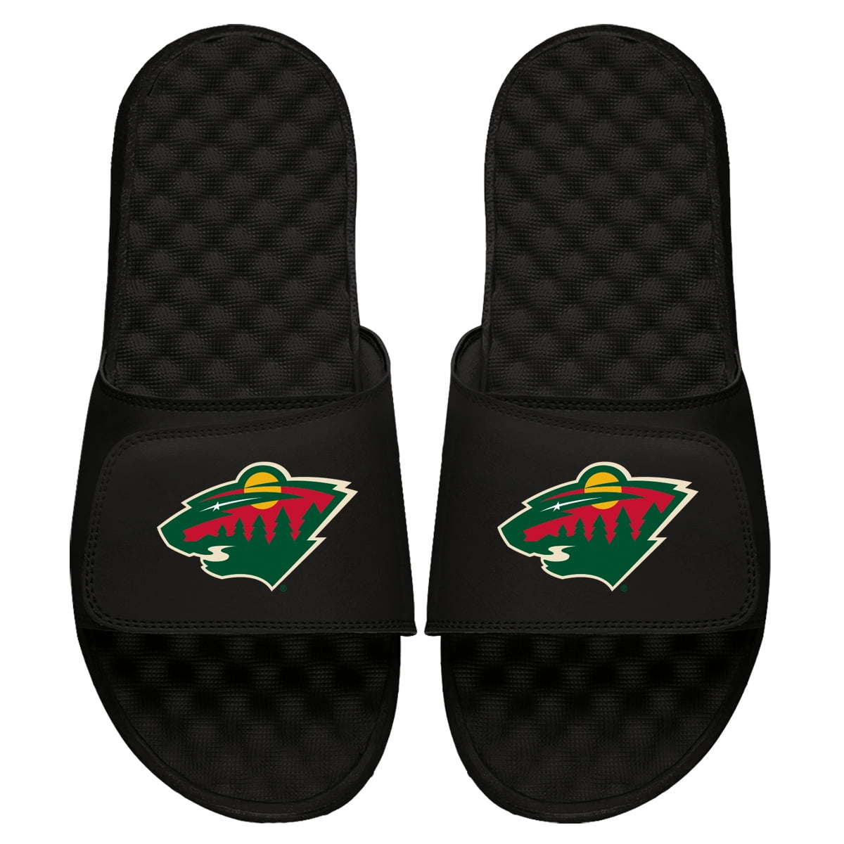 Men's ISlide Black Minnesota Wild Primary Logo Slide Sandals - Walmart.com