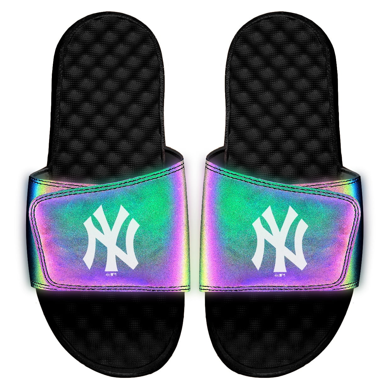Men's ISlide Black New York Yankees M3 Reflective Slide Sandals ...