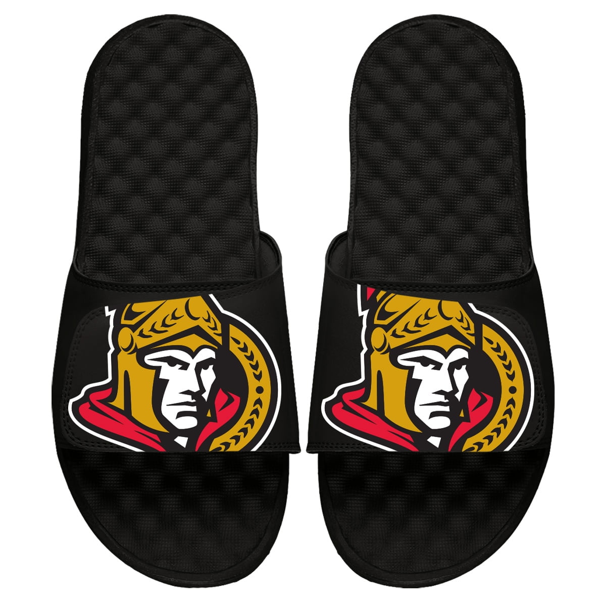 Men's ISlide Black Ottawa Senators Blown Up Logo Slide Sandals ...
