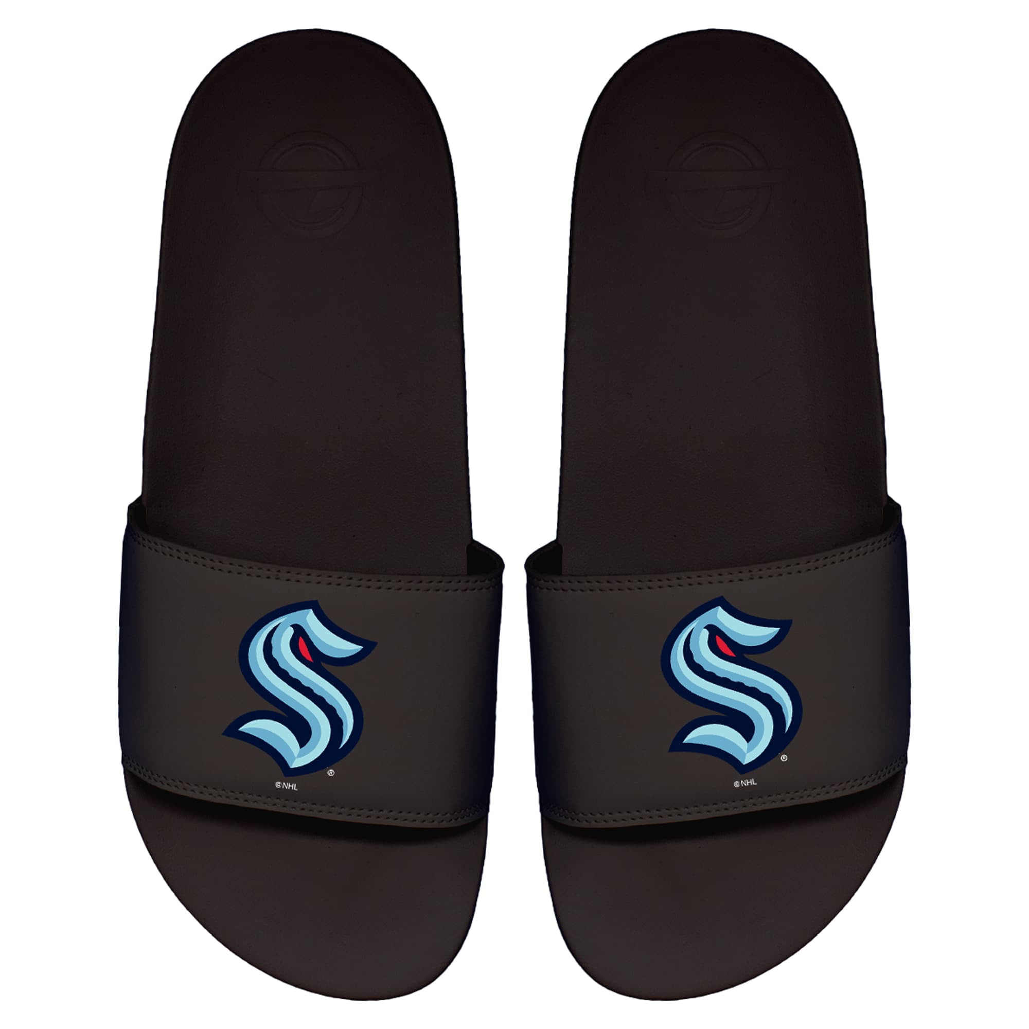 Men's ISlide Black Seattle Kraken Primary Logo Motto Slide Sandals ...