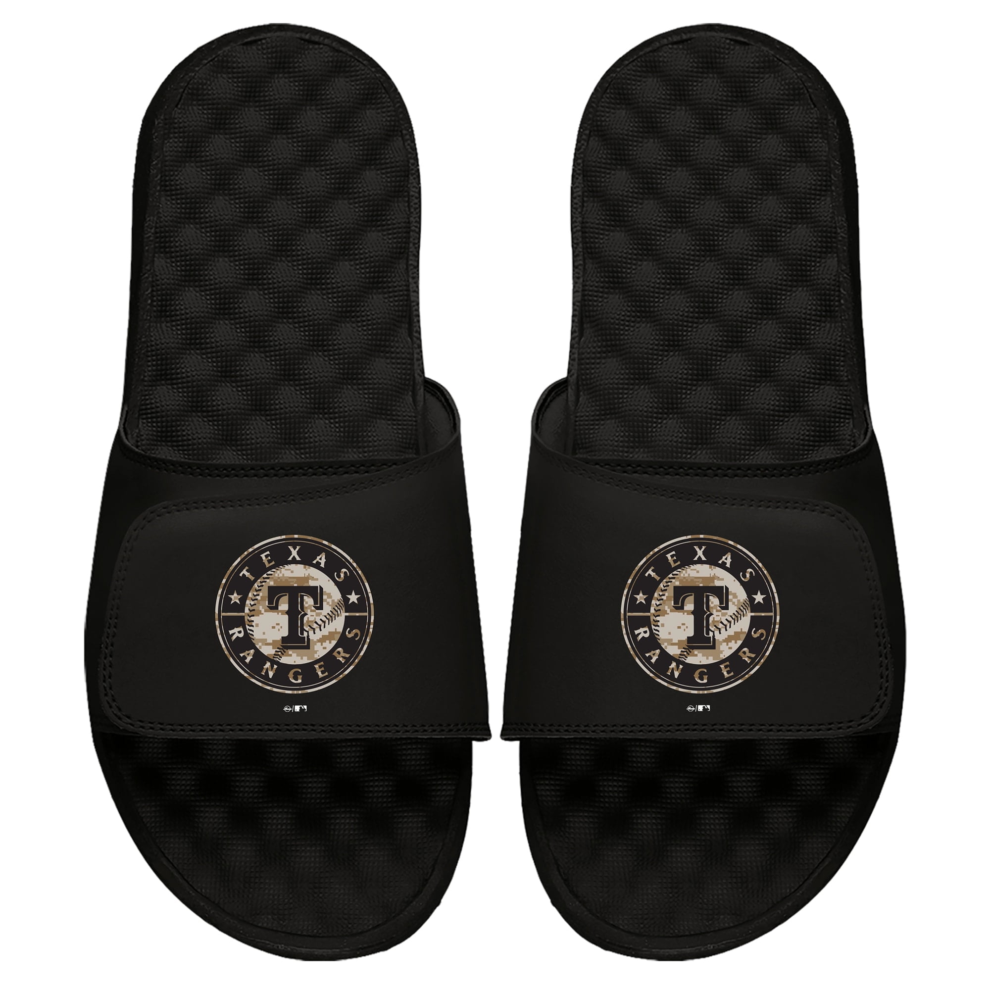 Men's ISlide Black Texas Rangers Camo Logo Slide Sandals - Walmart.com
