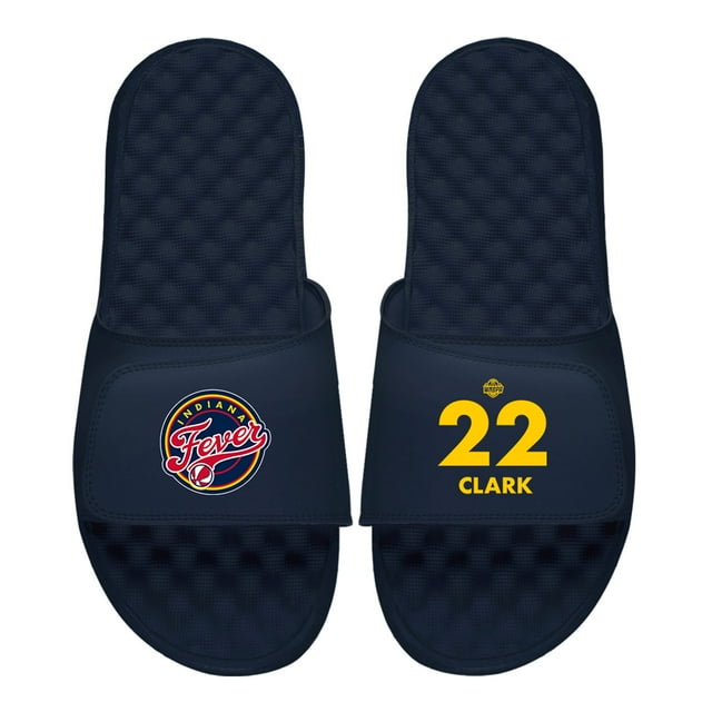 Men's ISlide Caitlin Clark Navy Indiana Fever Logo Split Slide Sandals ...