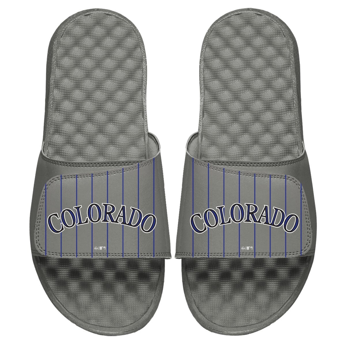 Men's ISlide Gray Colorado Rockies Cooperstown Pinstripe Logo Slide ...