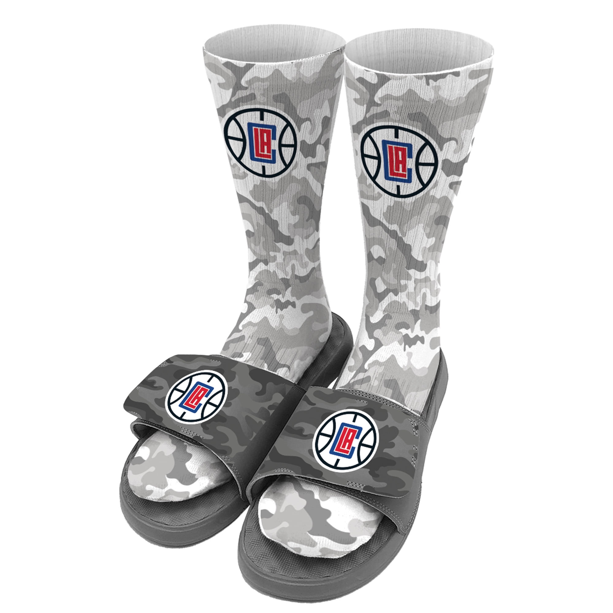 Men's ISlide Gray LA Clippers Camo Sock & Slide Bundle - Walmart.com